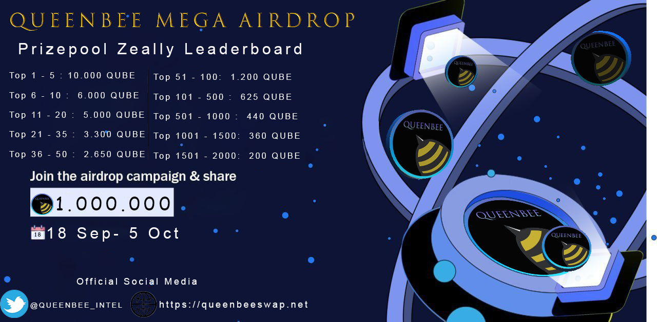 QueenBee Mega Airdrop On Zeally